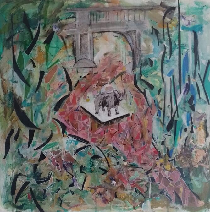 The Rhino In The River Dodder II (60cm) | Irish Artmart