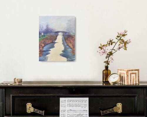 Winter Canal View with a Stone Bridge | Irish Artmart