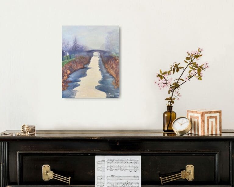 Winter Canal View with a Stone Bridge | Irish Artmart
